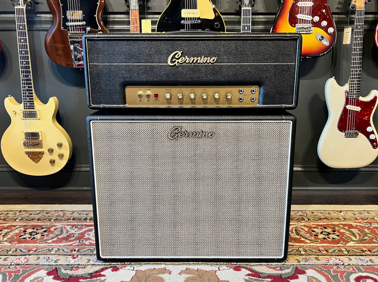Germino Lead 55 LV Master Volume & Style II 2x12 Cabinet Black Tolex ...