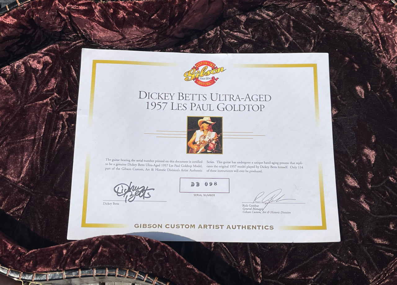 2002 Gibson 1957 Les Paul Reissue Dicky Betts Murphy Ultra Aged Goldto ...